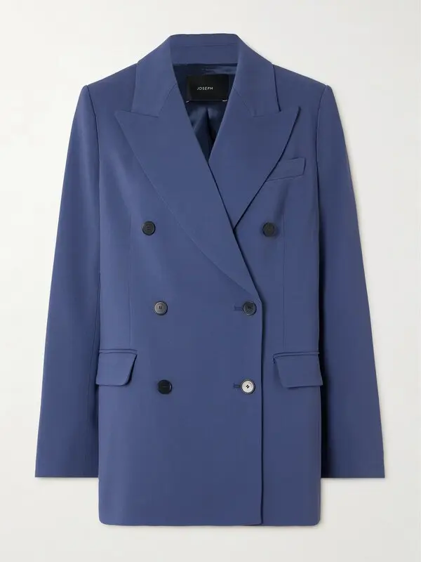JOSEPH Valery Double-breasted Cady Blazer - Blue