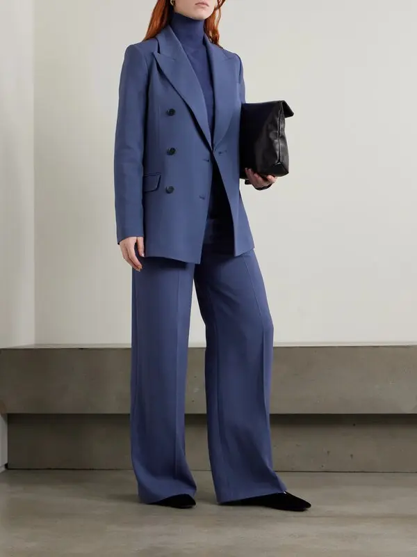 JOSEPH Valery Double-breasted Cady Blazer - Blue