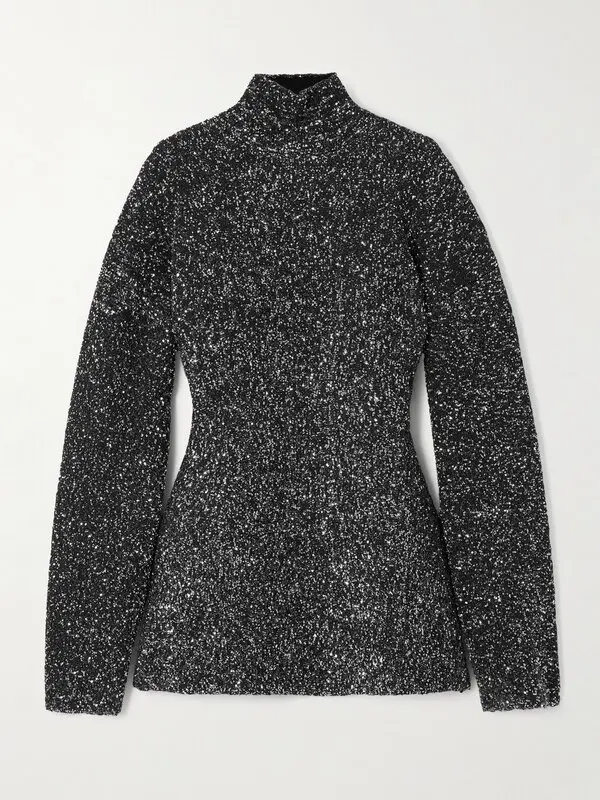 Balenciaga Sequined Knitted Turtleneck Sweater