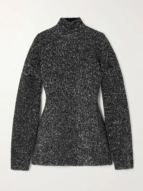Balenciaga Sequined Knitted Turtleneck Sweater