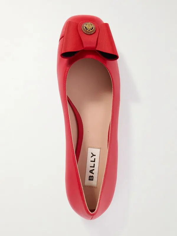 Bally B-bow Embellished Leather Ballet Flats - Red