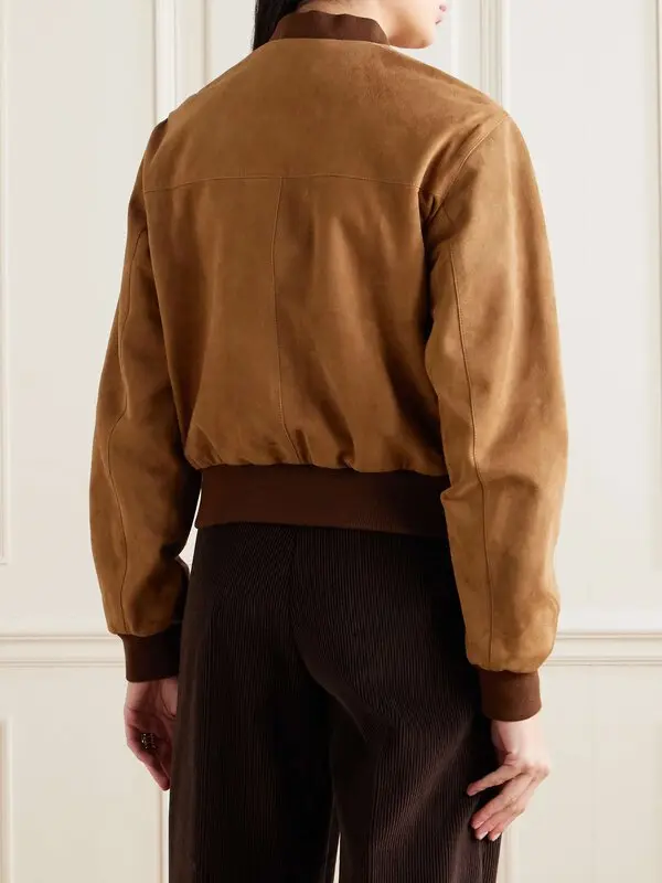 Bally Suede Bomber Jacket - Tan