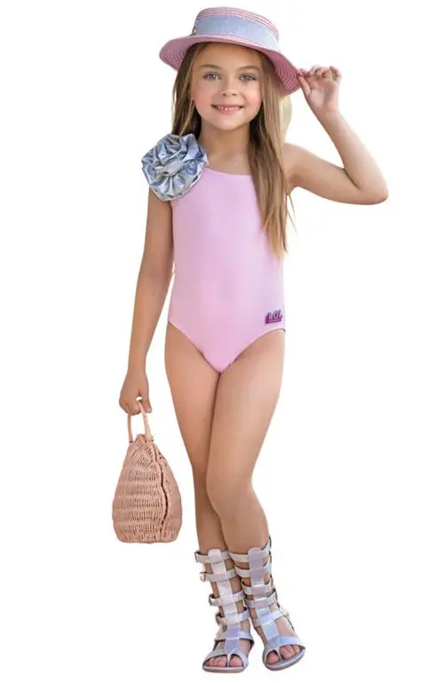 MIA BELLE GIRLS L.o.l. Surprise!™ Kitty Queen One-shoulder Swimsuit - Pink
