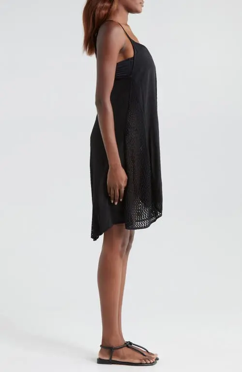 Elan Open Stitch Sleeveless Cover-up Dress - Black