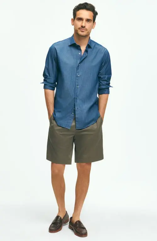 Brooks Brothers Advantage Wrinkle Resistant Stretch Chino Shorts - Magnet