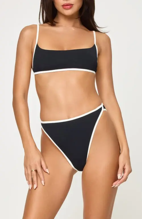 L*Space Kourt Rib Bikini Top - Black/ Cream