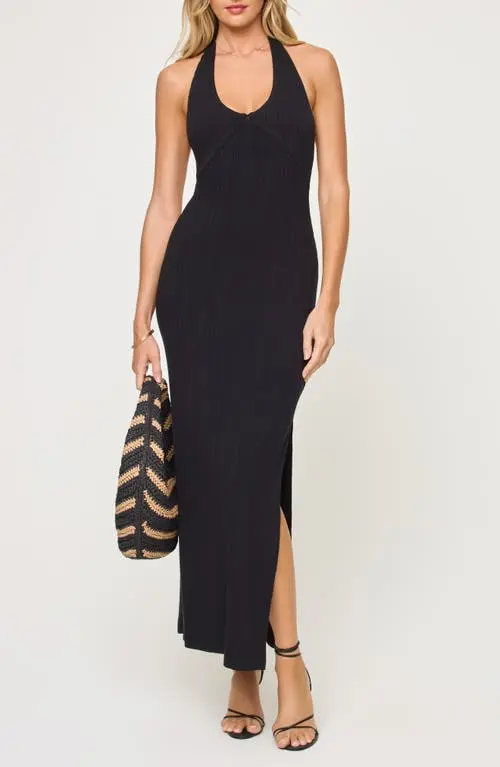 L*Space Skye Halter Rib Cover-up Maxi Dress - Black
