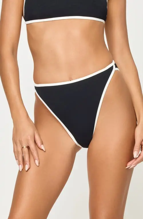 L*Space Kourt High Waist Bikini Bottom - Black/ Cream