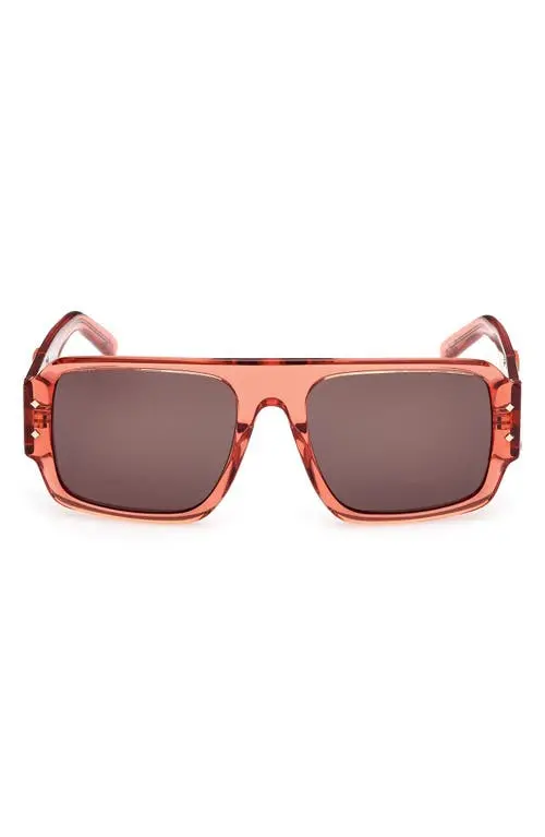 Mcm 55mm Polarized Navigator Sunglasses - Shiny Orange / Brown