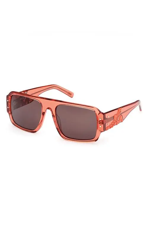 Mcm 55mm Polarized Navigator Sunglasses - Shiny Orange / Brown