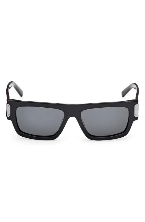 Mcm 54mm Polarized Rectangle Sunglasses - Shiny Black / Smoke