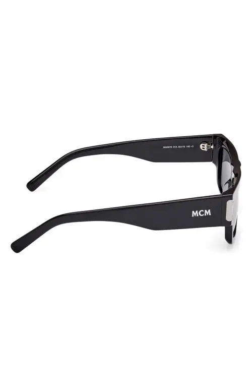 Mcm 54mm Polarized Rectangle Sunglasses - Shiny Black / Smoke