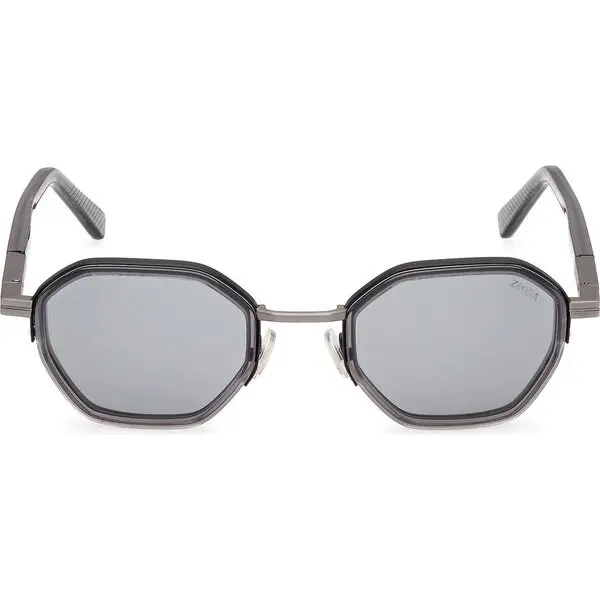 Zegna 50mm Octagon Sunglasses - Grey/ Other / Smoke