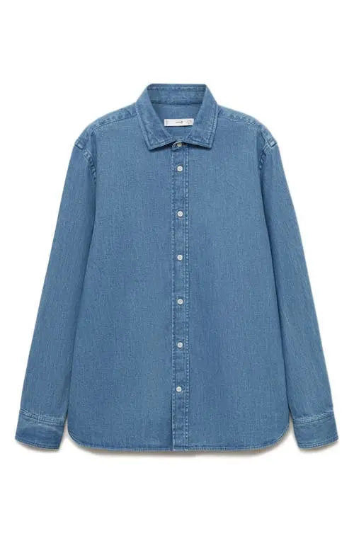 Mango Denim Button-up Shirt - Medium Blue