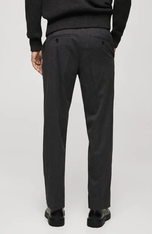 Mango Pleated Regular Fit Flannel Trousers