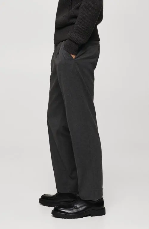 Mango Pleated Regular Fit Flannel Trousers