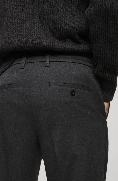 Mango Pleated Regular Fit Flannel Trousers