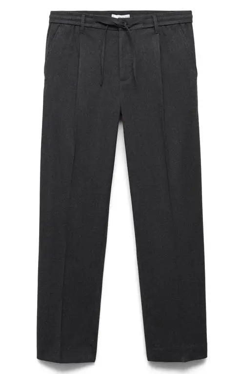Mango Pleated Regular Fit Flannel Trousers