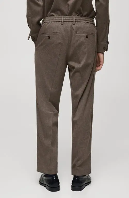 Mango Pleated Regular Fit Flannel Trousers