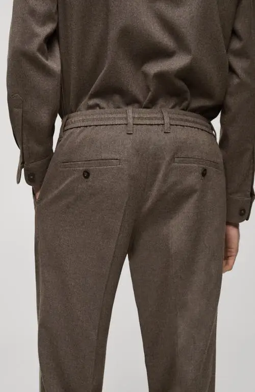 Mango Pleated Regular Fit Flannel Trousers