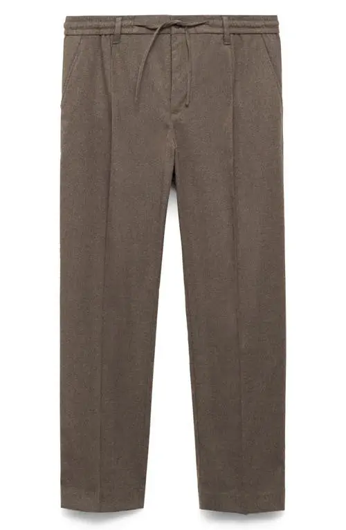 Mango Pleated Regular Fit Flannel Trousers