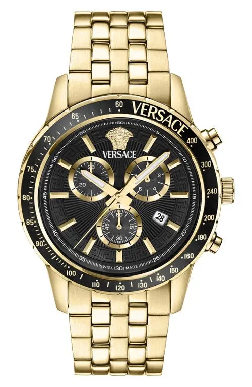 Versace Sport Chronograph Bracelet Watch - Gold/ Black