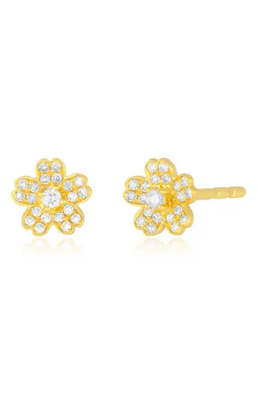 Ef Collection Mini Cherry Blossom Diamond Stud Earrings - 14k Yellow Gold