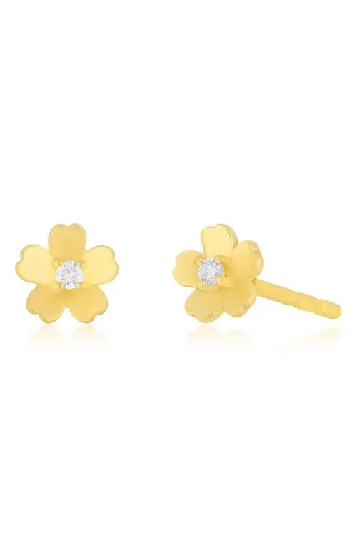 Ef Collection Mini Cherry Blossom Diamond Stud Earrings - 14k Yellow Gold
