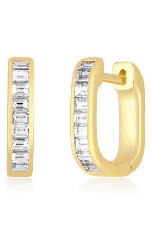Ef Collection Mini Baguette Diamond Lola Hoop Earrings - 14k Yellow Gold