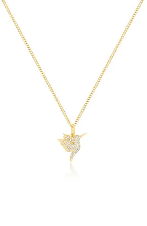 Ef Collection Diamond Pavé Hummingbird Pendant Necklace - 14k Yellow Gold