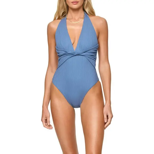L*Space Coast To Coast Halter One-piece Swimsuit - Baltic