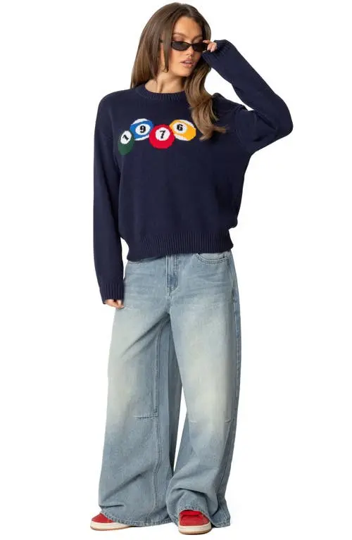 EDIKTED 1976 Billiards Graphic Crewneck Sweater