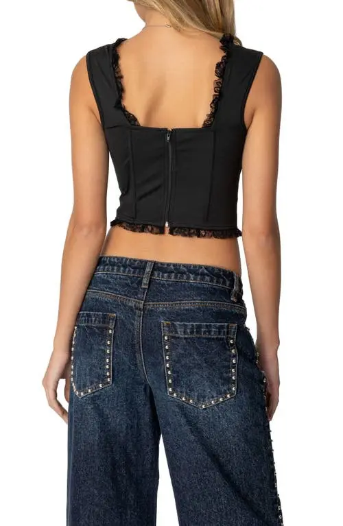 EDIKTED Lacy Corset Crop Top