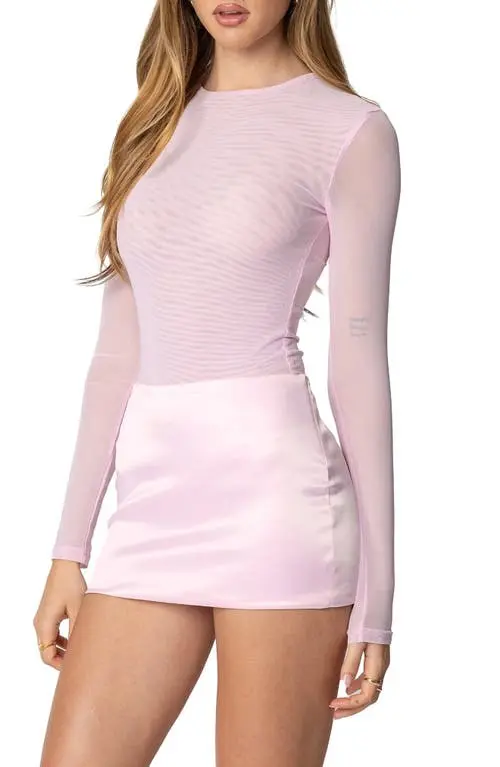 EDIKTED Clio Mesh Bodysuit - Light-pink