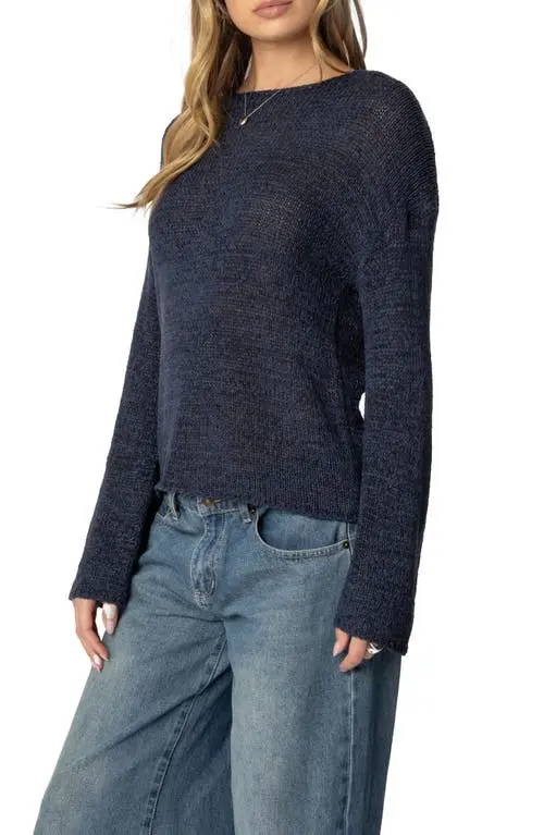 EDIKTED Drop Shoulder Sweater - Navy