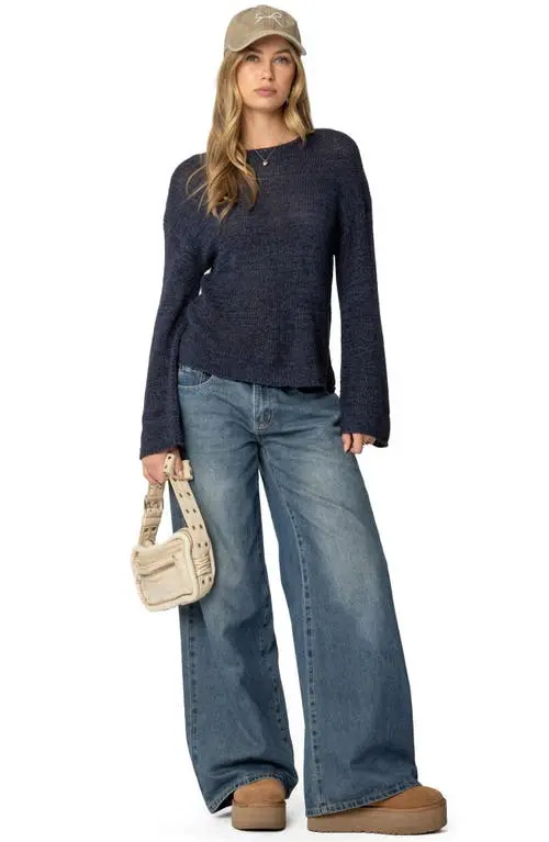 EDIKTED Drop Shoulder Sweater - Navy