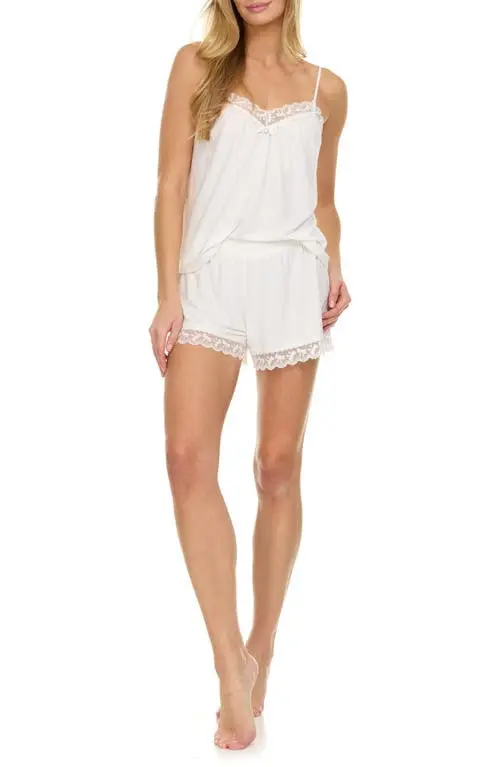 Flora Nikrooz Maribel Lace Trim Jersey Short Pajamas - Ivory