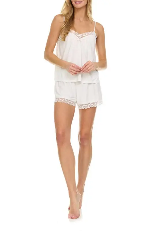 Flora Nikrooz Maribel Lace Trim Jersey Short Pajamas - Ivory
