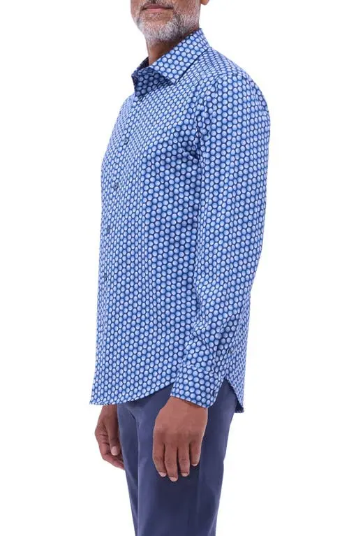Bugatchi Jimmy Ooohcotton® Geo Print Button-up Shirt - Cobalt