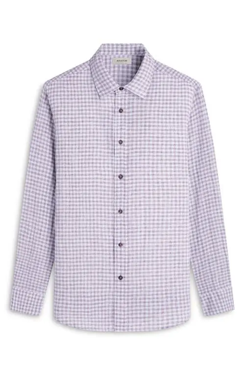Bugatchi Julian Check Slub Linen Button-up Shirt - Navy