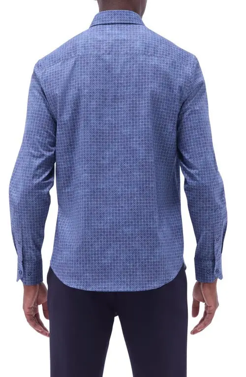 Bugatchi Julian Shaped Fit Stretch Cotton Button-up Shirt - Indigo