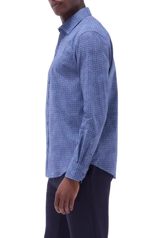 Bugatchi Julian Shaped Fit Stretch Cotton Button-up Shirt - Indigo
