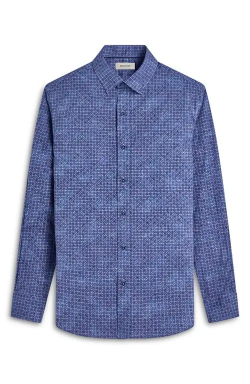 Bugatchi Julian Shaped Fit Stretch Cotton Button-up Shirt - Indigo