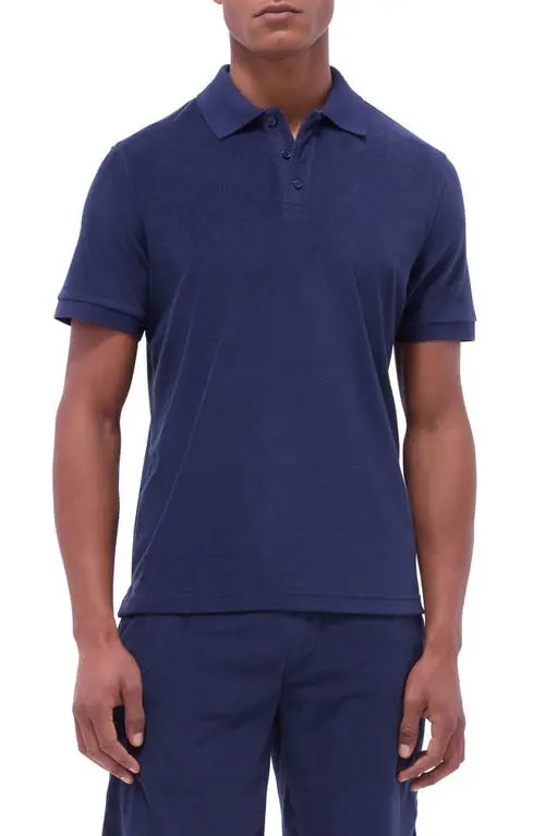 Bugatchi Cotton Blend French Terry Polo - Navy