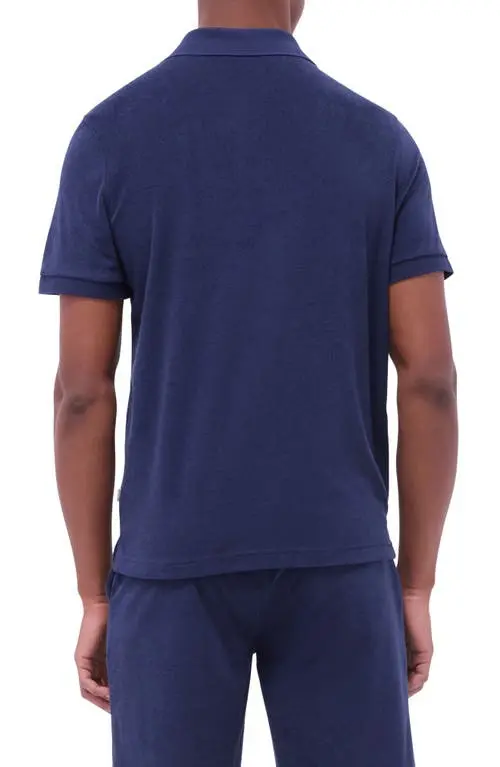 Bugatchi Cotton Blend French Terry Polo - Navy