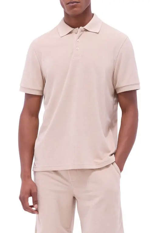 Bugatchi Cotton Blend French Terry Polo - Sand
