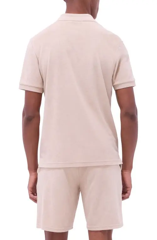 Bugatchi Cotton Blend French Terry Polo - Sand