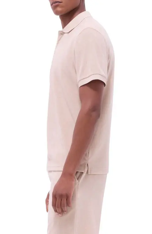 Bugatchi Cotton Blend French Terry Polo - Sand