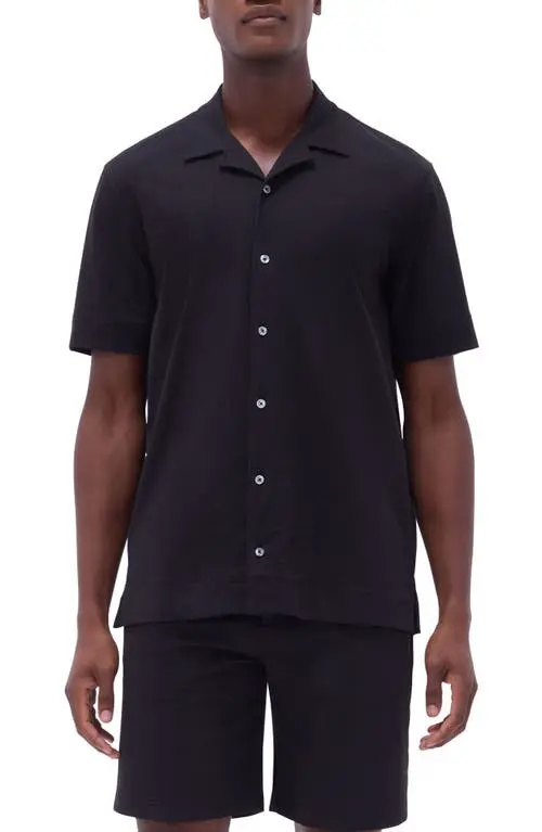 Bugatchi Camp Collar Short Sleeve Button-up Shirt - Black