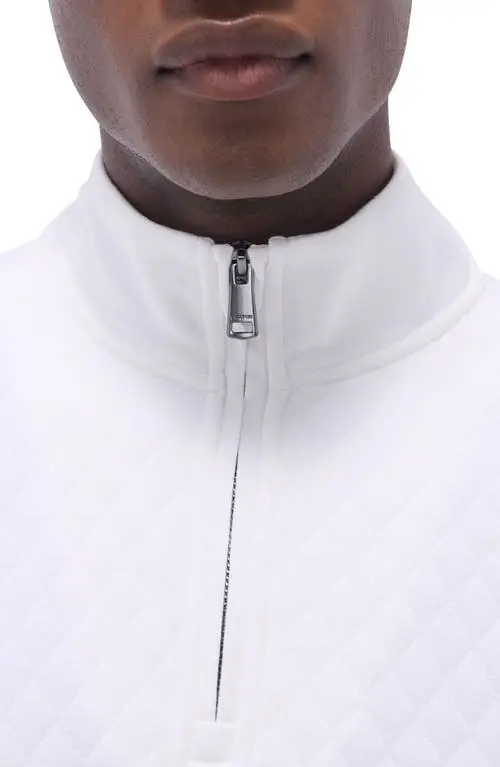 Bugatchi Quilted Quarter Zip Pullover - Chalk
